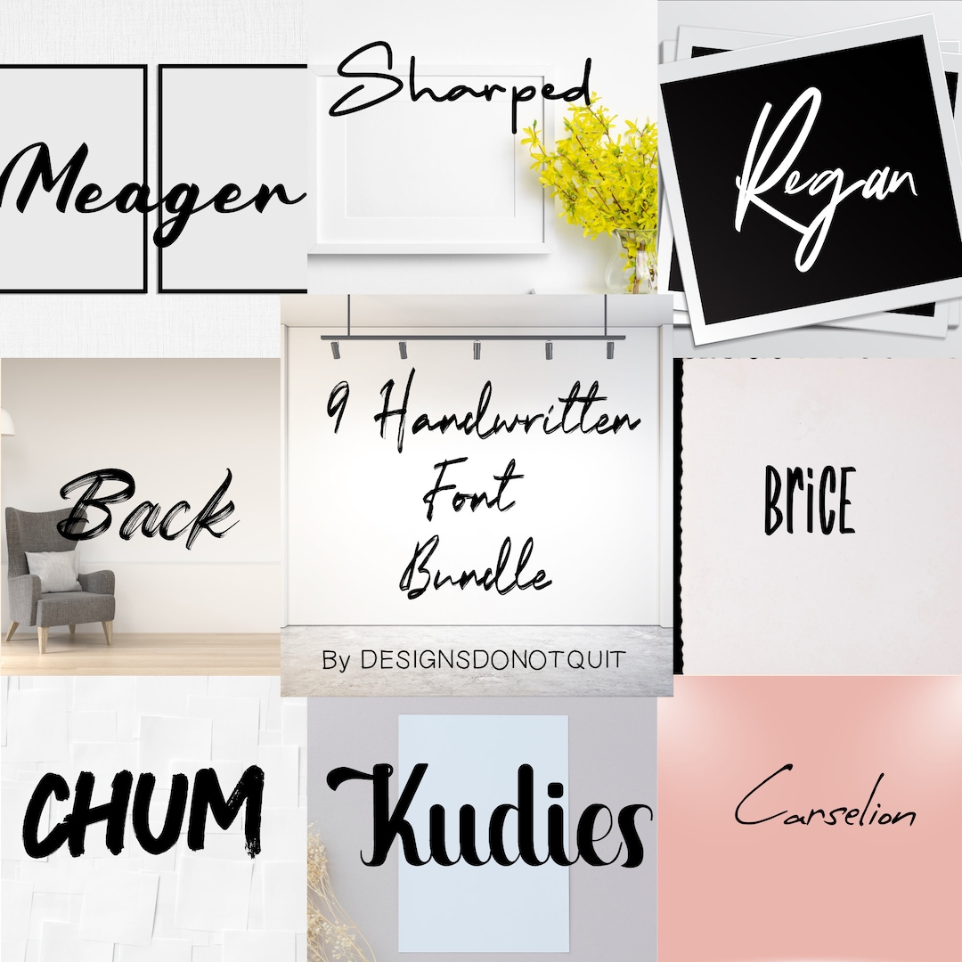 9 Handwritten Font Bundle Canva Fonts, Circuit Fonts, Procreate Fonts ...