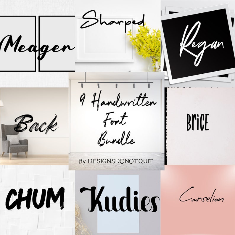 9 Handwritten Font Bundle Canva Fonts, Circuit Fonts, Procreate Fonts ...