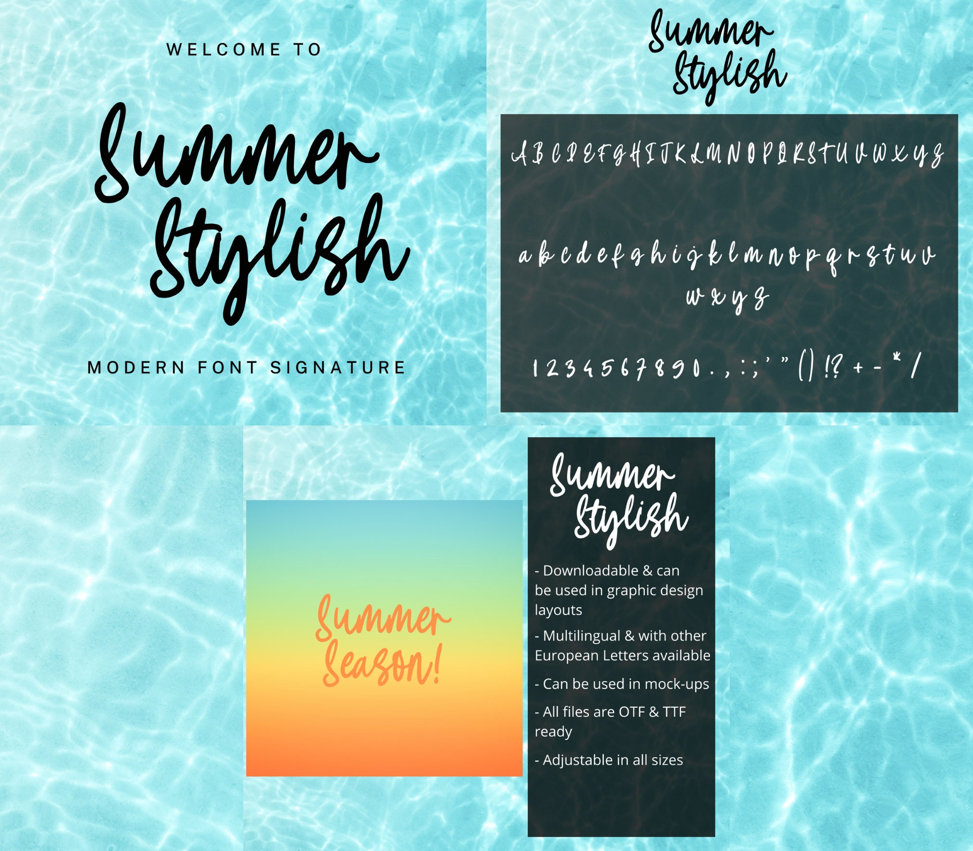 10 Summer Fonts Bundle Canva Fonts, Cricut Fonts, Procreate Fonts ...