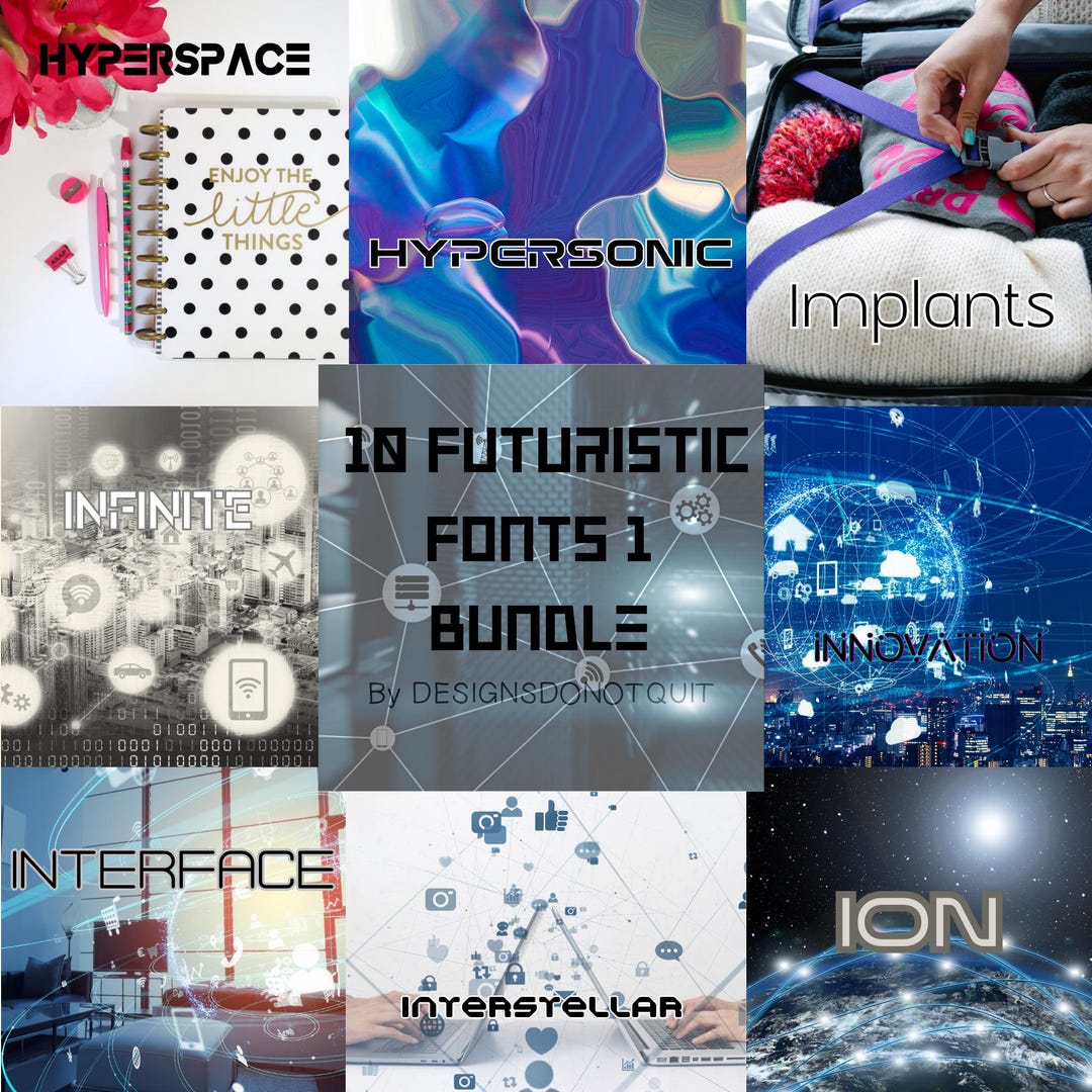 10 Futuristic Fonts Bundle Canva Fonts, Circuit Fonts, Procreate Fonts ...