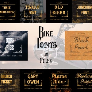 10 Biker Fonts Bundle Canva Fonts, Cricut Fonts, Procreate Fonts ...