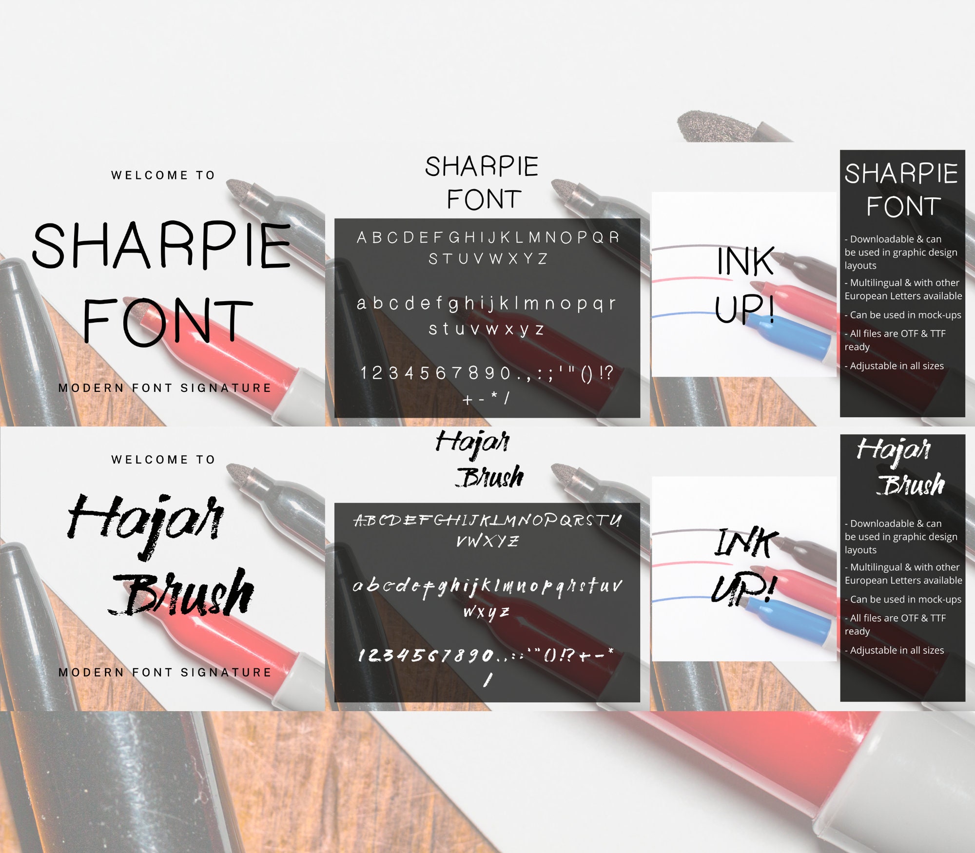 10 Sharpie Fonts Bundle Canva Fonts, Cricut Fonts, Procreate Fonts ...