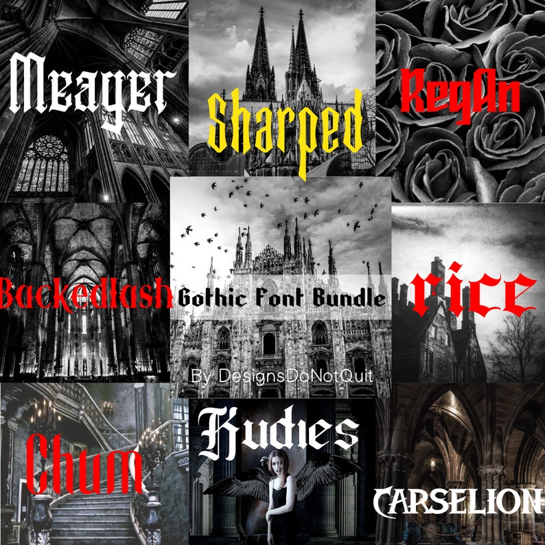 9 Gothic Font Bundle Canva Fonts, Circuit Fonts, Procreate Fonts ...