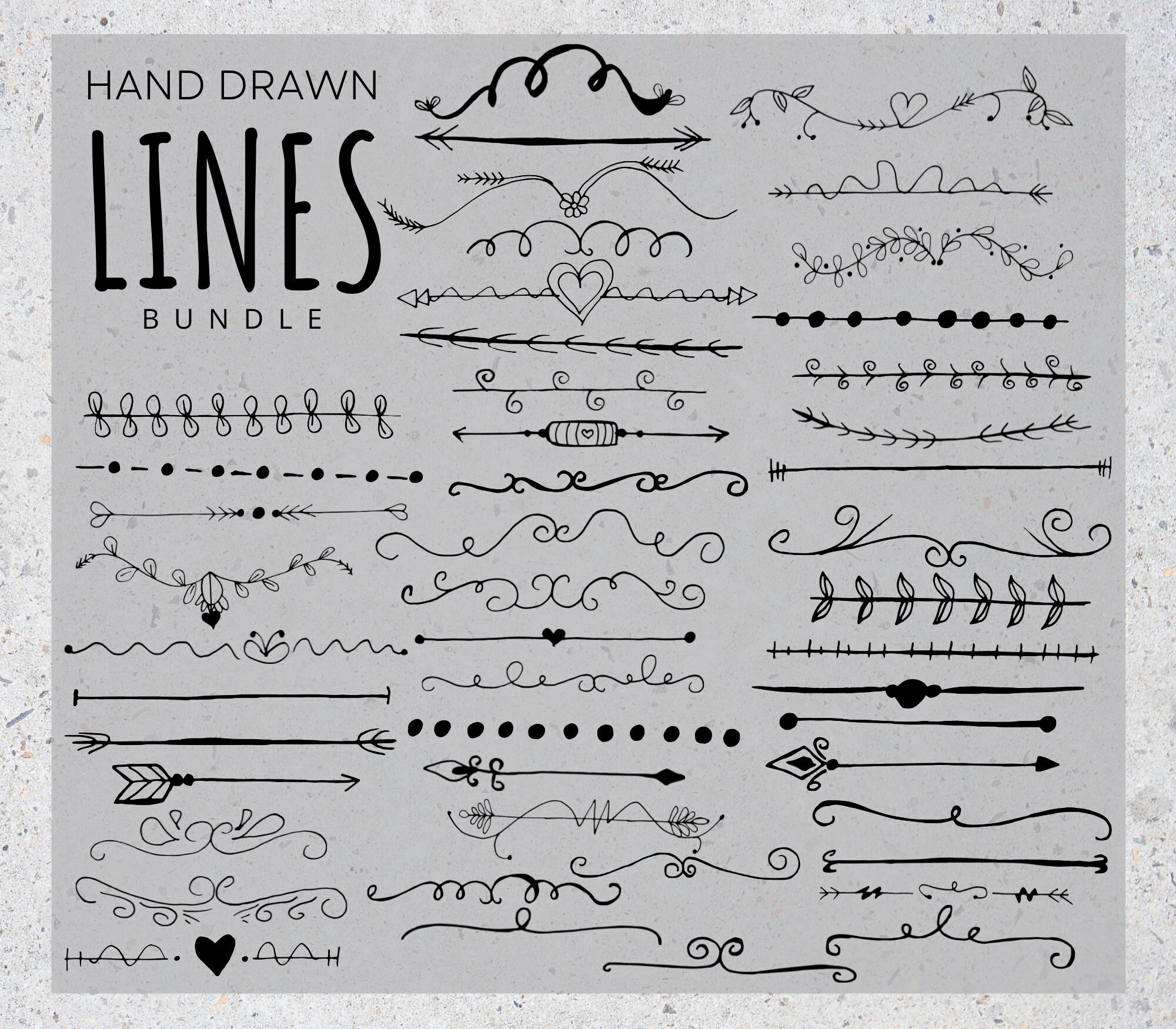 Hand Drawn Lines Bundle Ai PNG EPS SVG Dxf Jpeg - Etsy