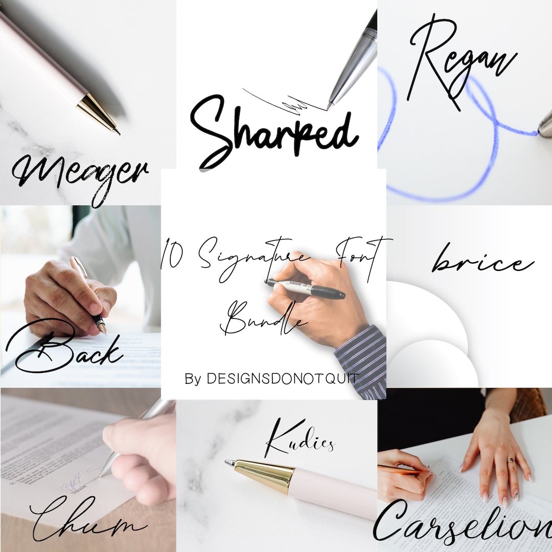 10 Signature Font Bundle Canva Fonts, Circuit Fonts, Procreate Fonts ...