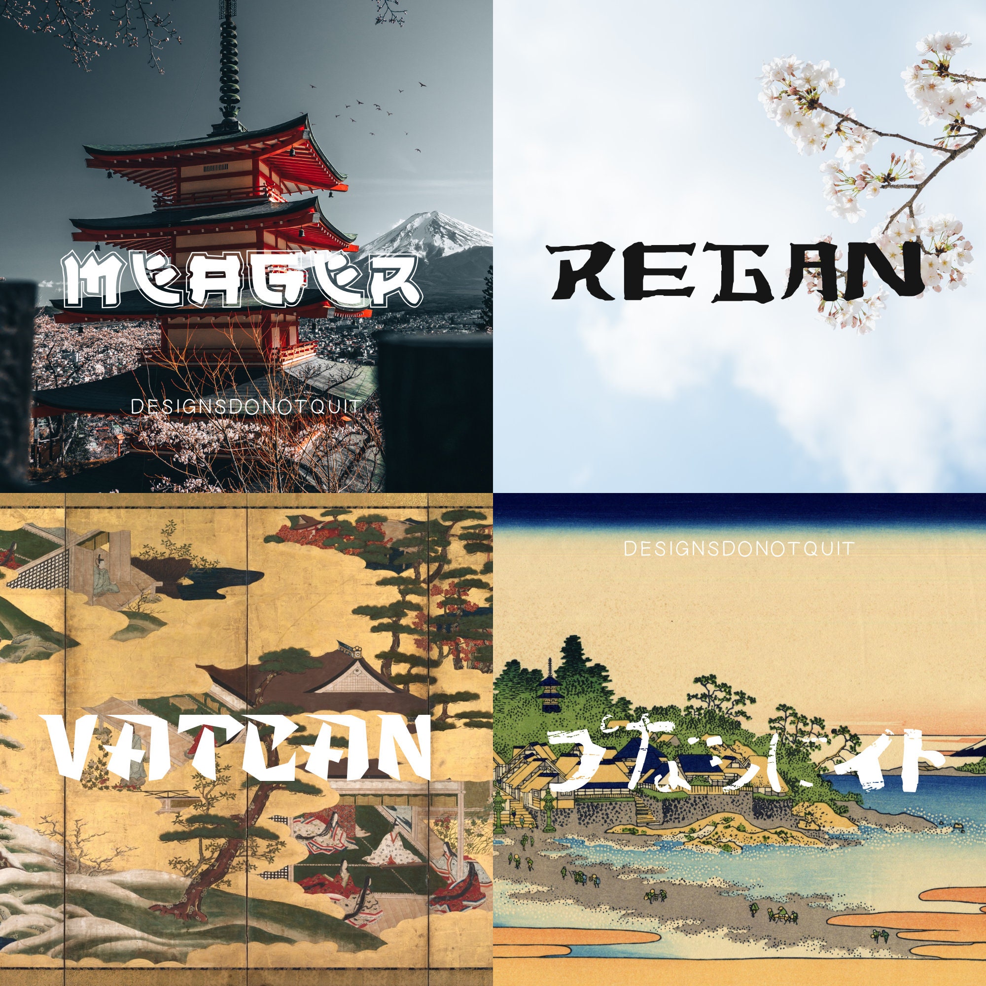 7 Japanese Fonts Bundle Canva Fonts, Cricut Fonts, Procreate Fonts ...