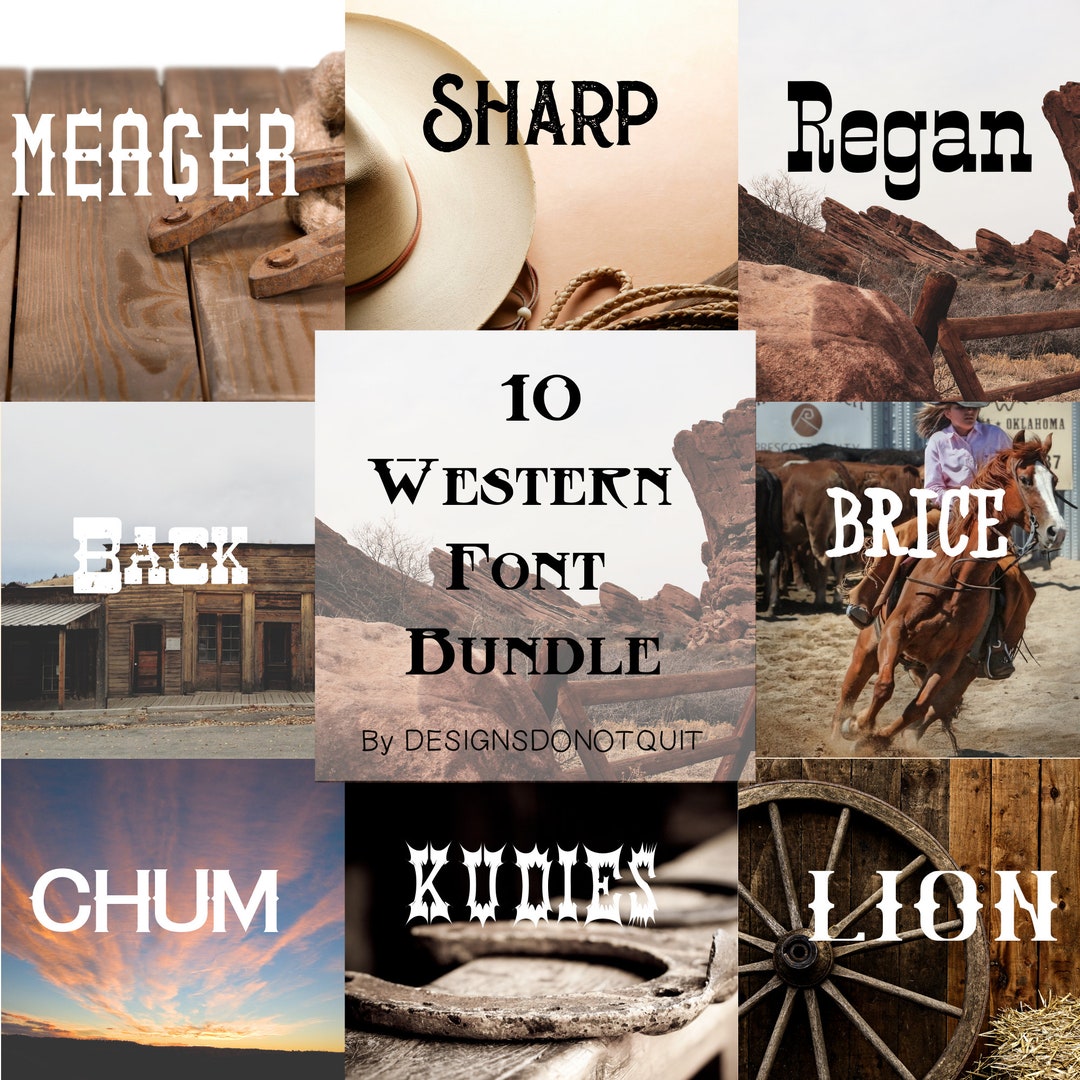 10 Western Font Bundle Canva Fonts, Circuit Fonts, Procreate Fonts ...