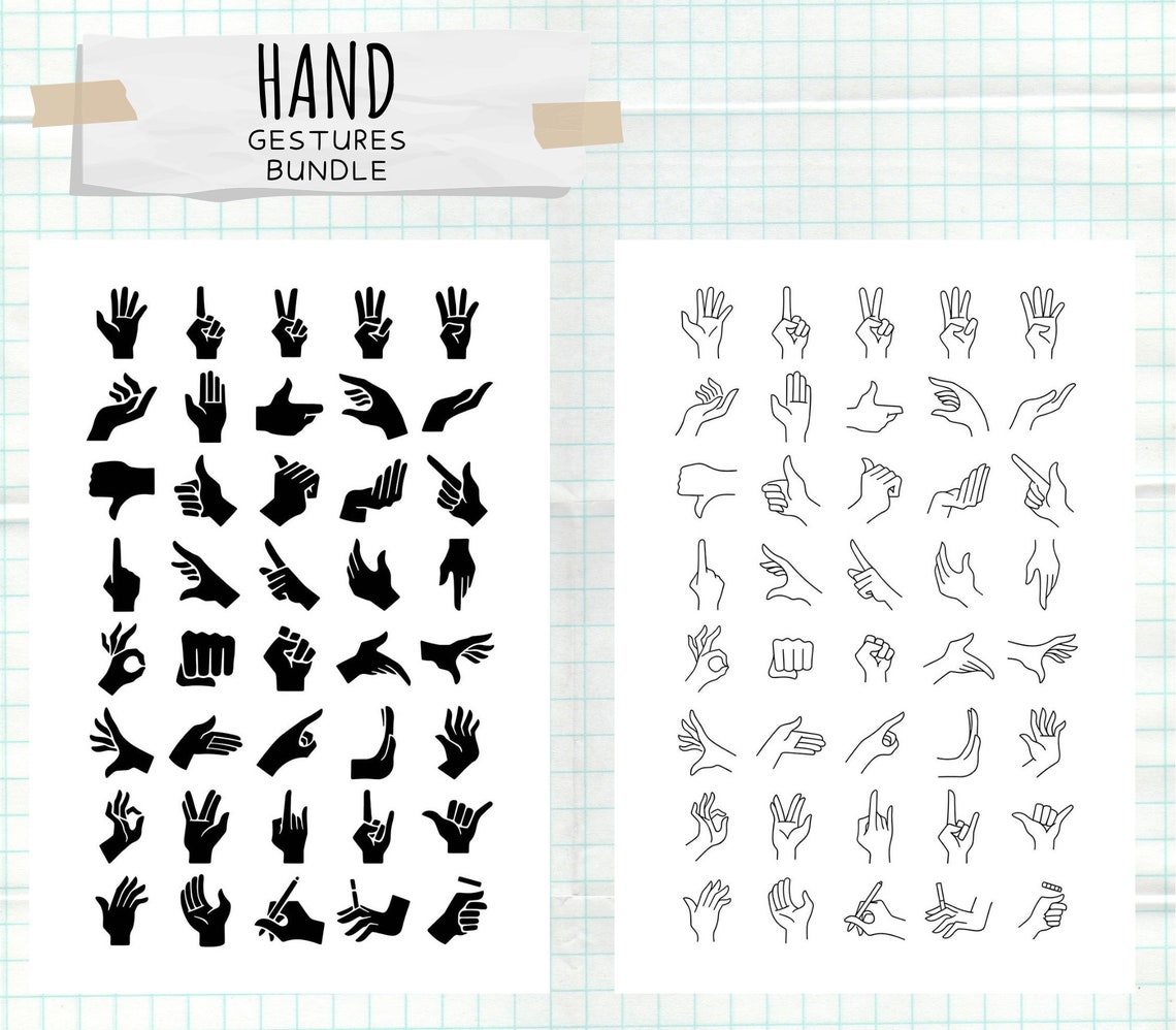 Hand Gestures Bundle PNG EPS SVG - Etsy