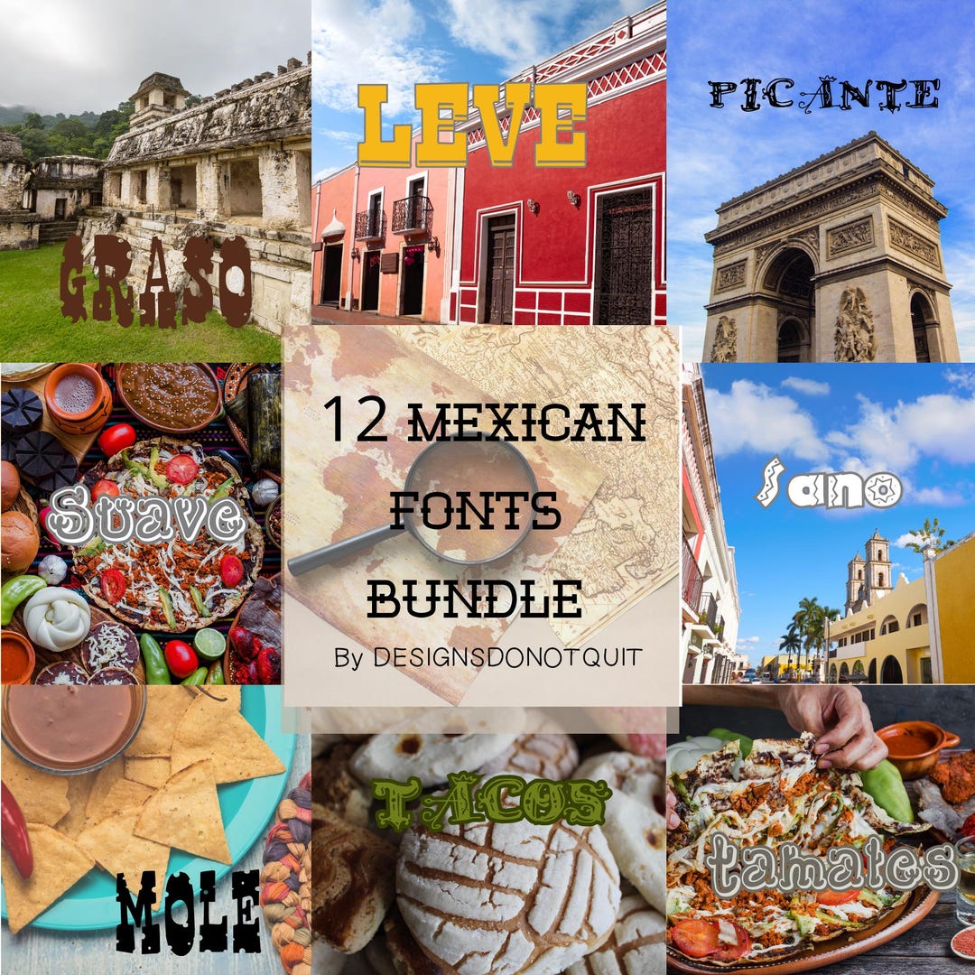 12 Mexican Font Bundle Canva Fonts, Circuit Fonts, Procreate Fonts ...
