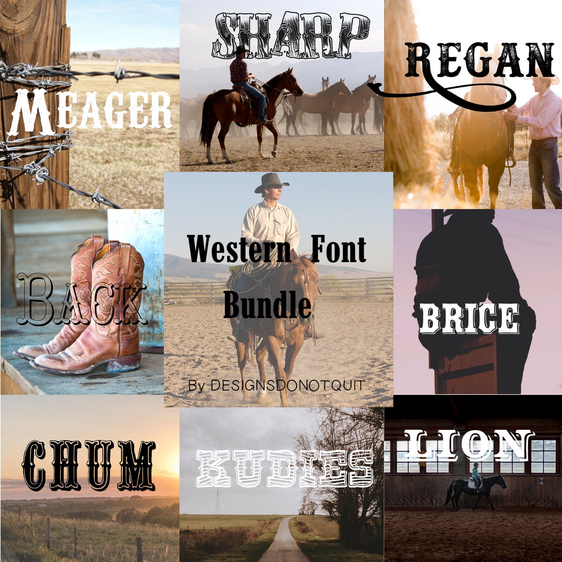 10 Western Font Bundle Canva Fonts, Circuit Fonts, Procreate Fonts ...