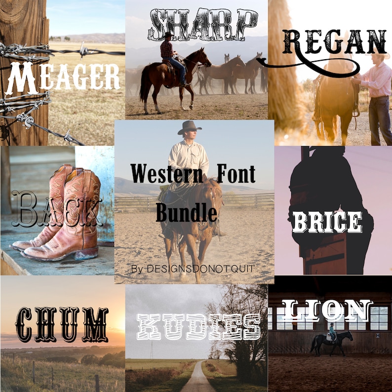 10 Western Font Bundle Canva Fonts, Circuit Fonts, Procreate Fonts ...