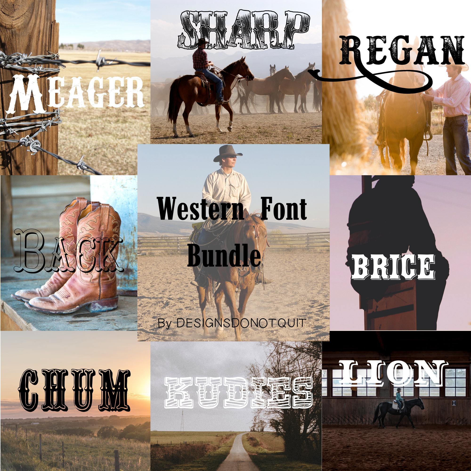 10 Western Font Bundle Canva Fonts, Circuit Fonts, Procreate Fonts ...