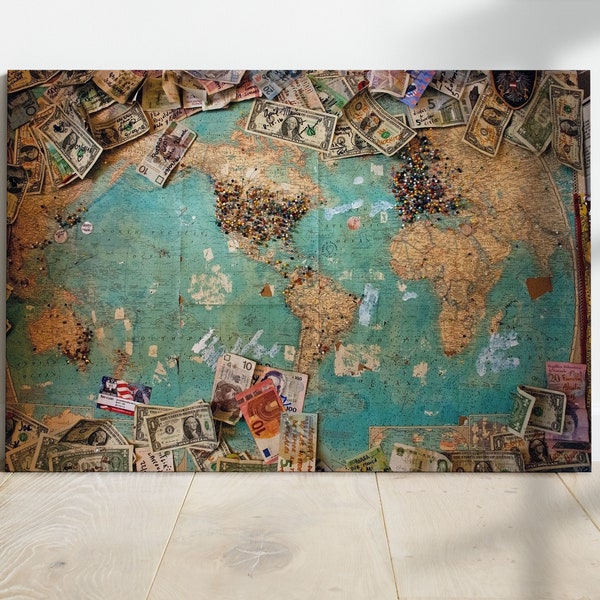 Money World Map Art - Etsy