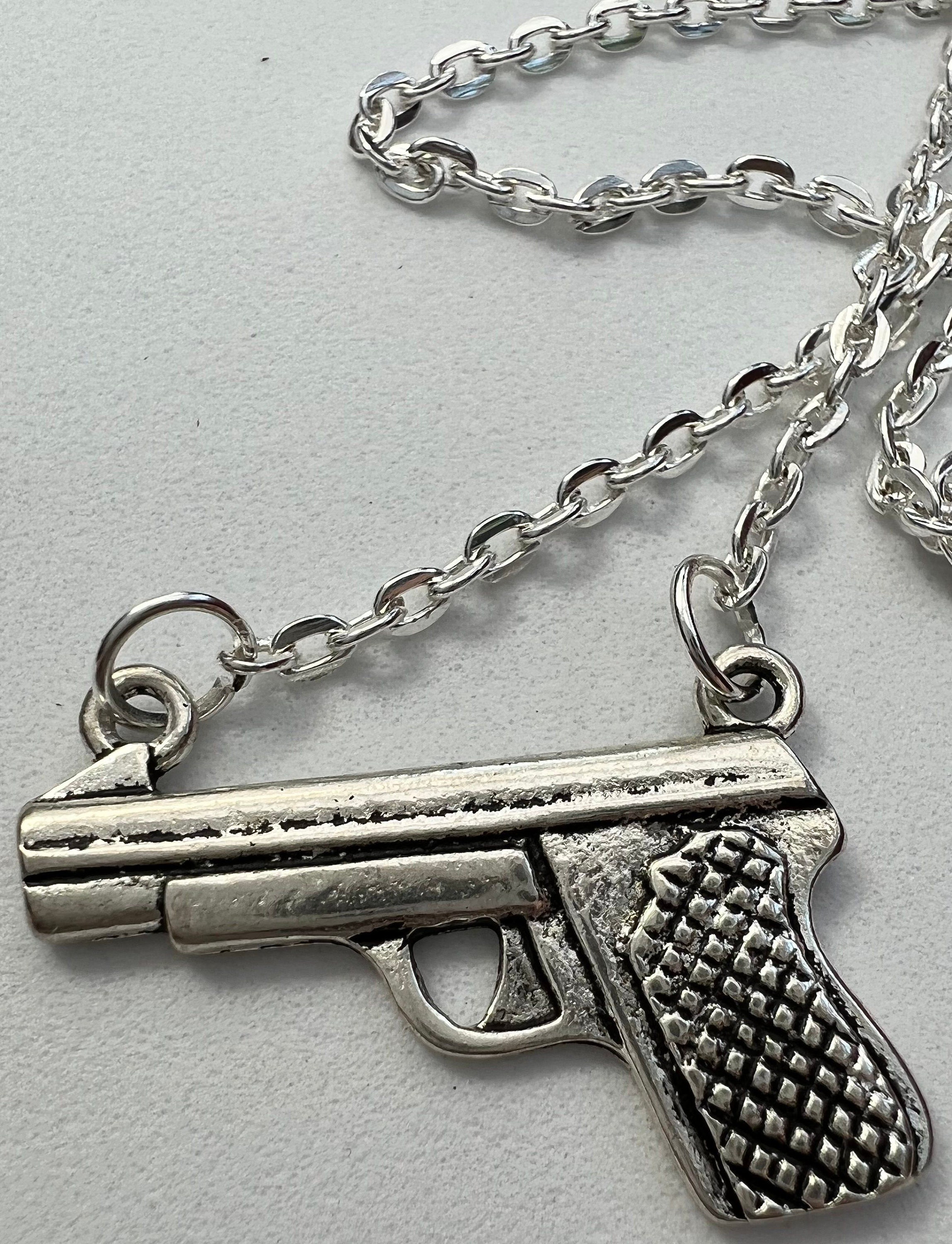 Pistol Gun Silver Colour Chain Necklace NEW GIFT Handmade Jewellery ...