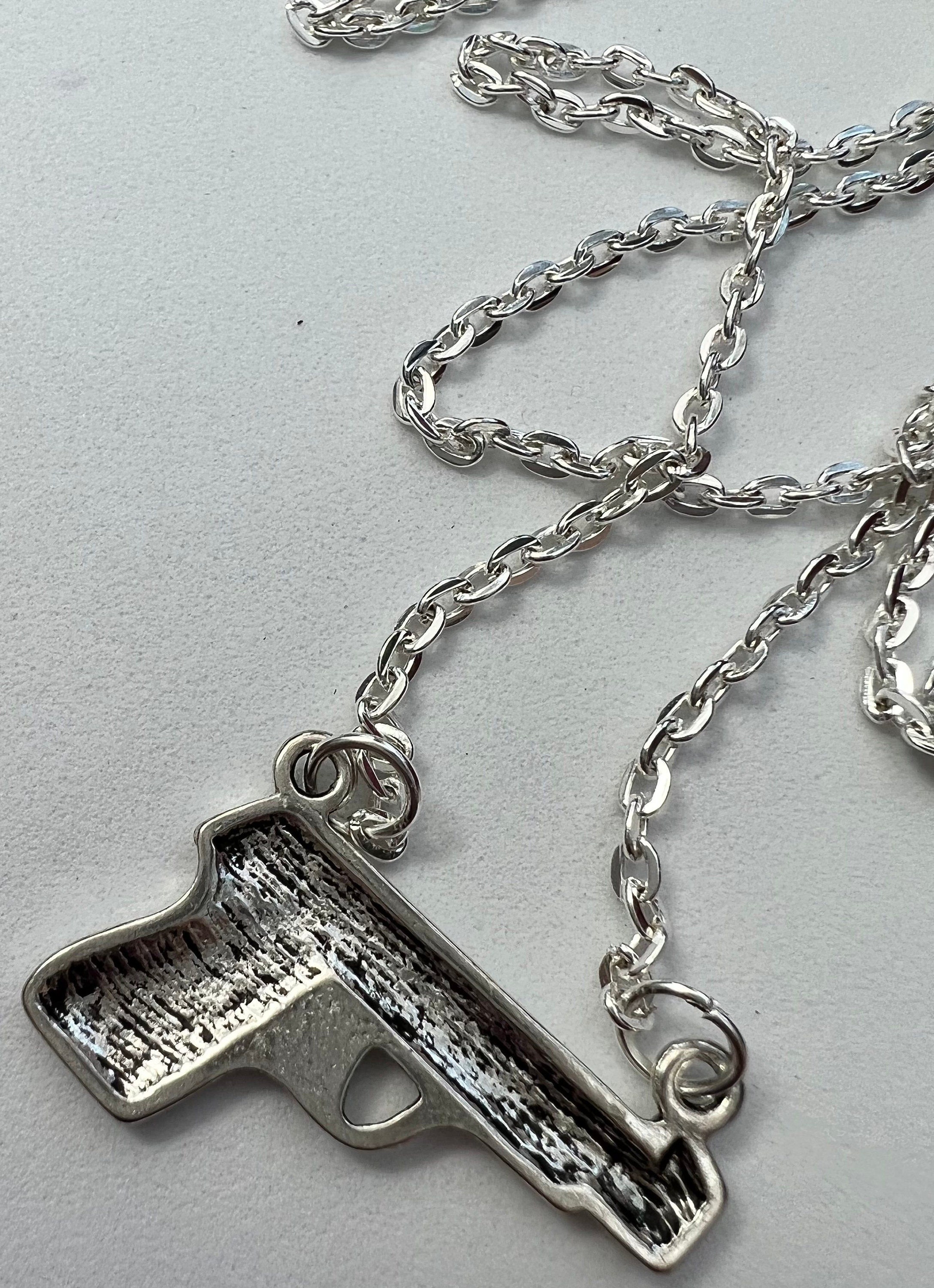Pistol Gun Silver Colour Chain Necklace NEW GIFT Handmade Jewellery ...