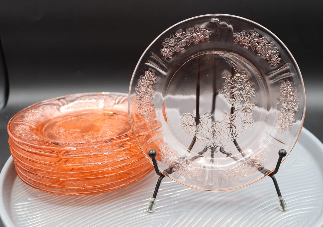 Vintage Federal Sharon Pink Depression Glass Bread Plates Set of 8 Made ...