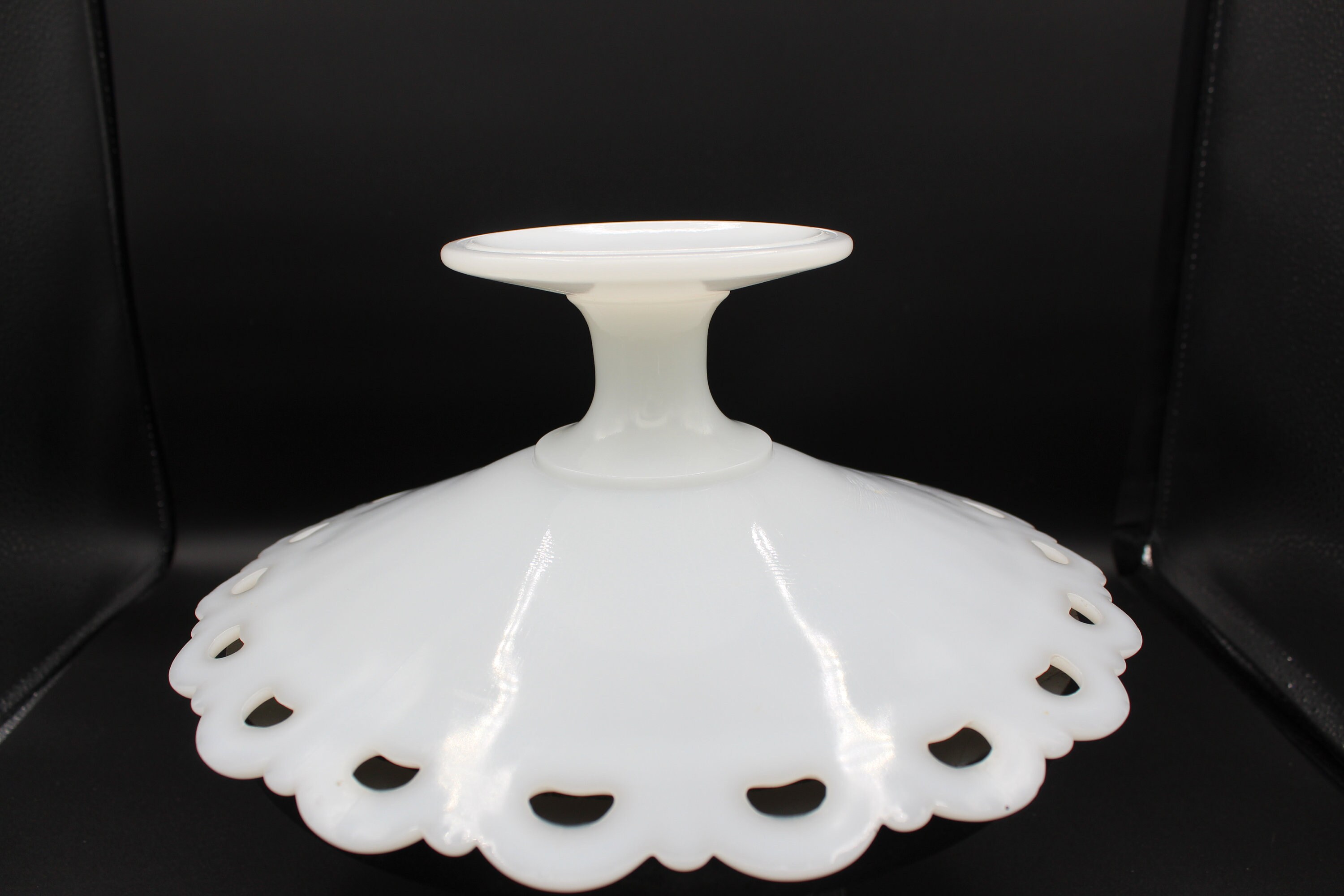 Vintage Anchor Hocking Milk Glass Lace Edge 11" Pedestal Fruit Bowl - Etsy