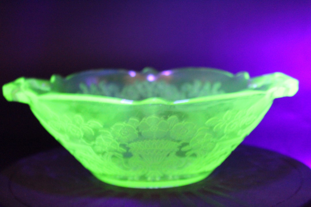 Vintage Lancaster Glass Company Debra Green Depression Uranium Glass ...