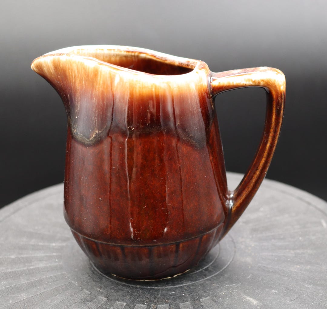 Vintage Mount Clements Pottery Brown Drip Glaze Cream Pitcher Made in ...