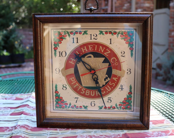 Vintage H. J. Heinz Co. Tomato Shadowbox Style Clock Quartz Movement ...