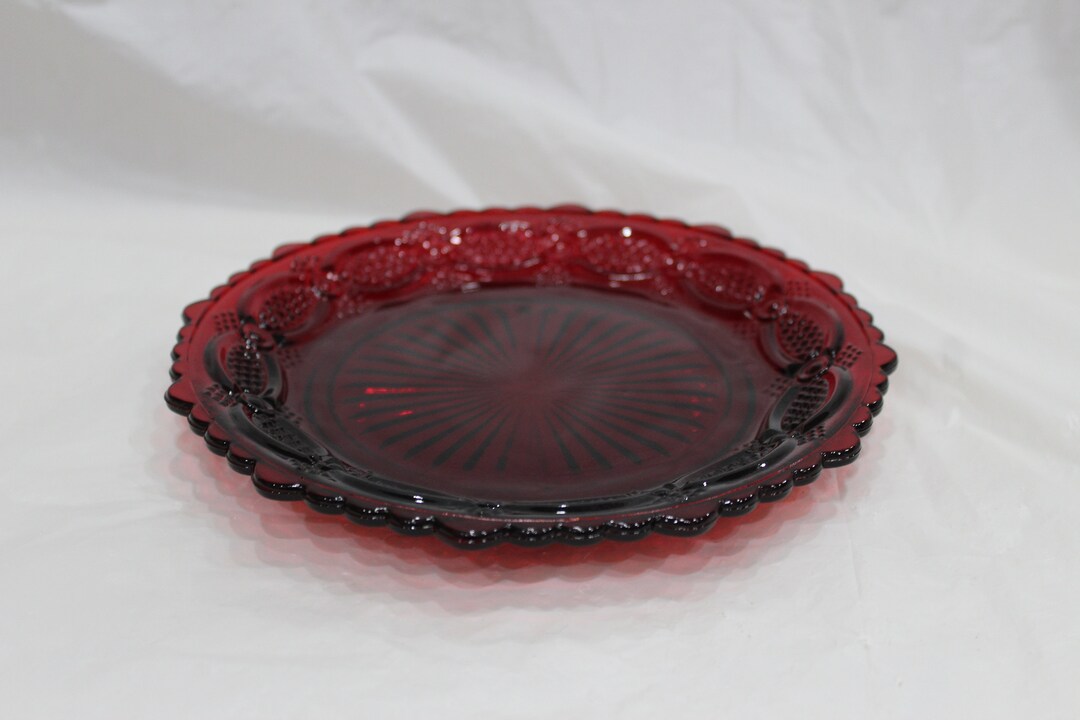 Avon Cape Cod 1876 Collection Ruby Red Glass Dessert Plates see Note - Etsy