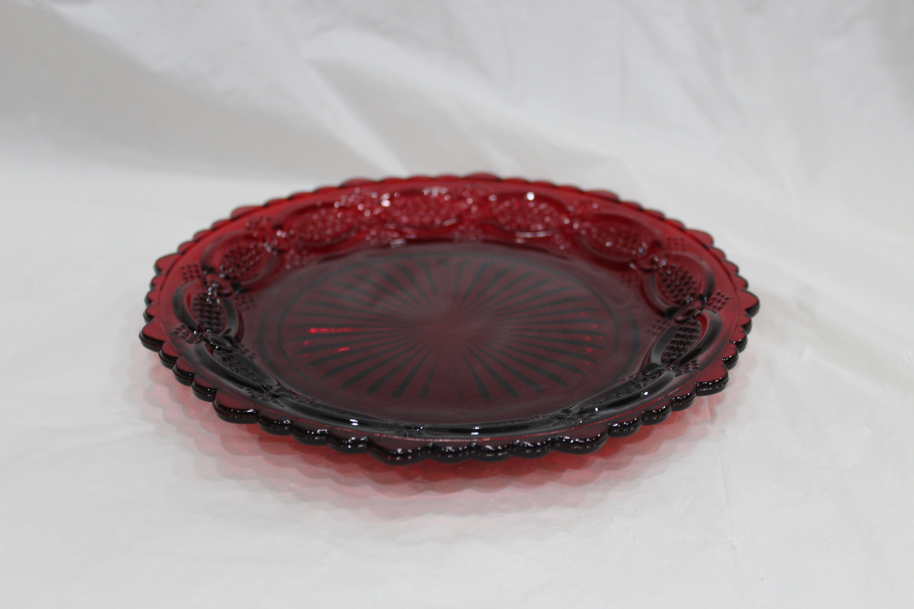 Avon Cape Cod 1876 Collection Ruby Red Glass Dessert Plates see Note - Etsy