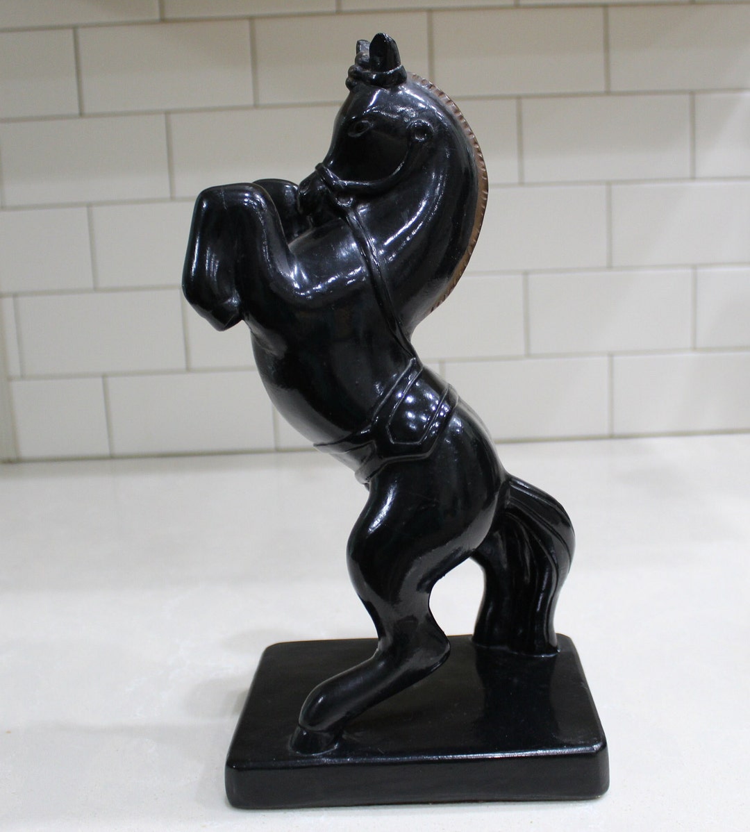 Vintage Alexander Backer Hand Painted Chalkware Black Horse #47 ...