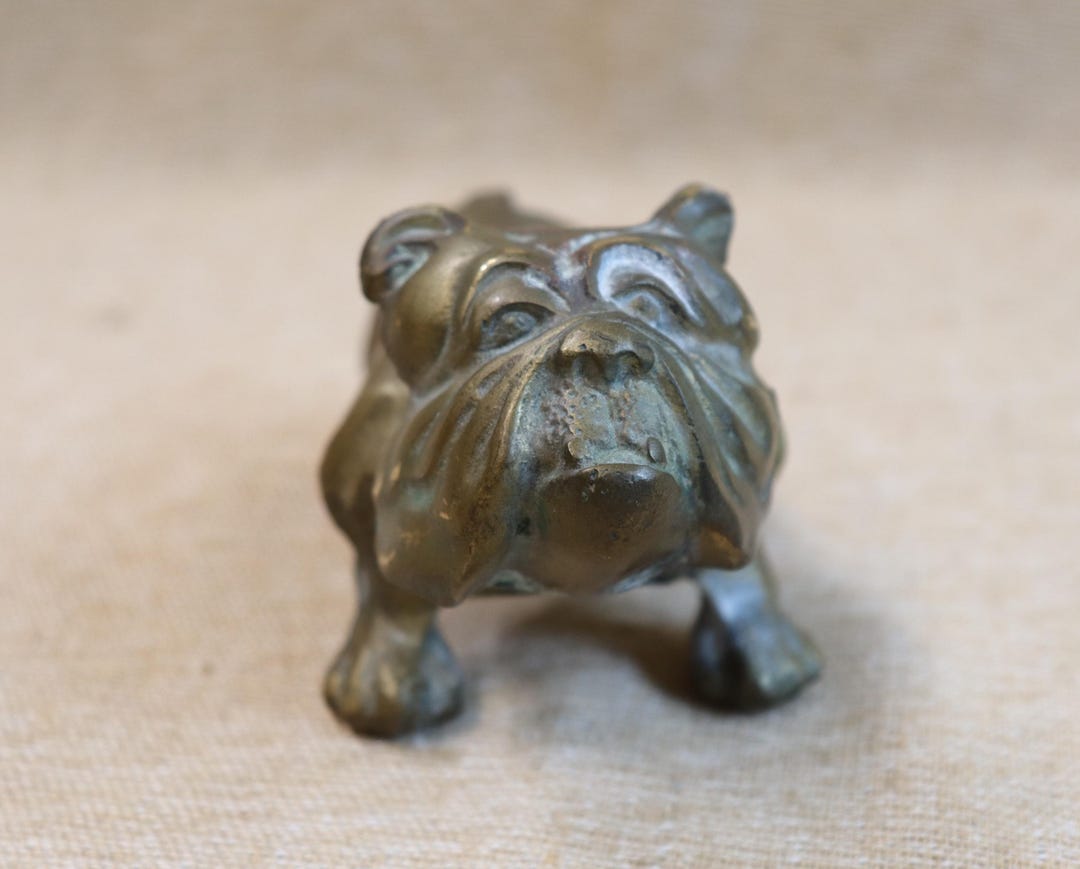 Vintage Solid Brass Bulldog Paperweight Sports Icon Home Decor Animal ...