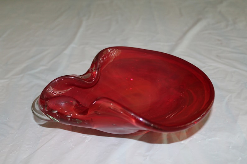 Vintage Freeform Ruby Red Art Glass - Etsy