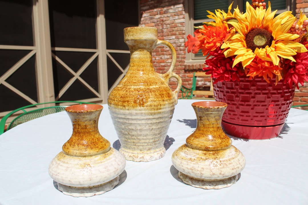 Vintage Earthenware Redware Pottery Made in West Germany, Set of ...