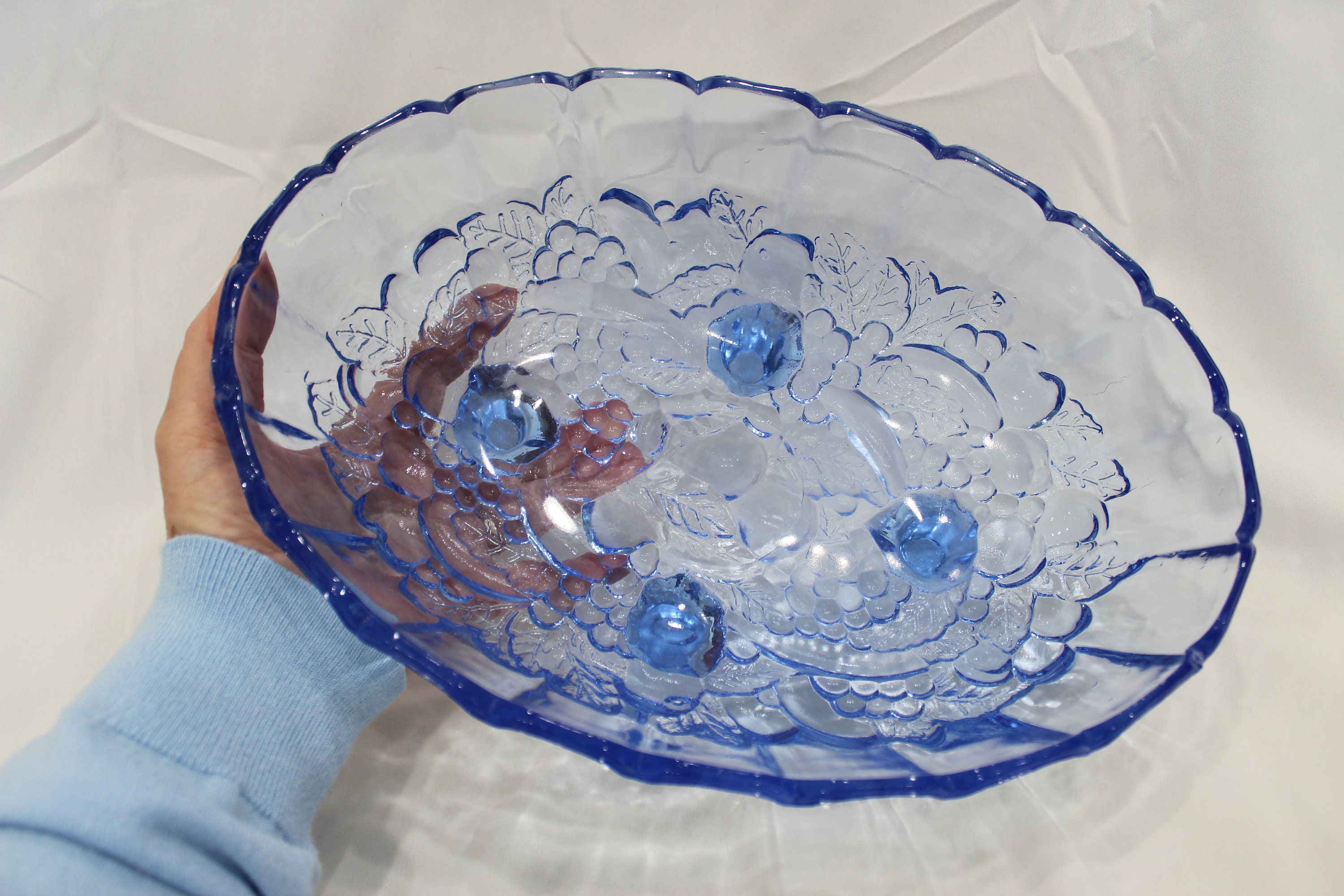 Vintage Indiana Light Blue Glass Harvest Grape Four-footed - Etsy