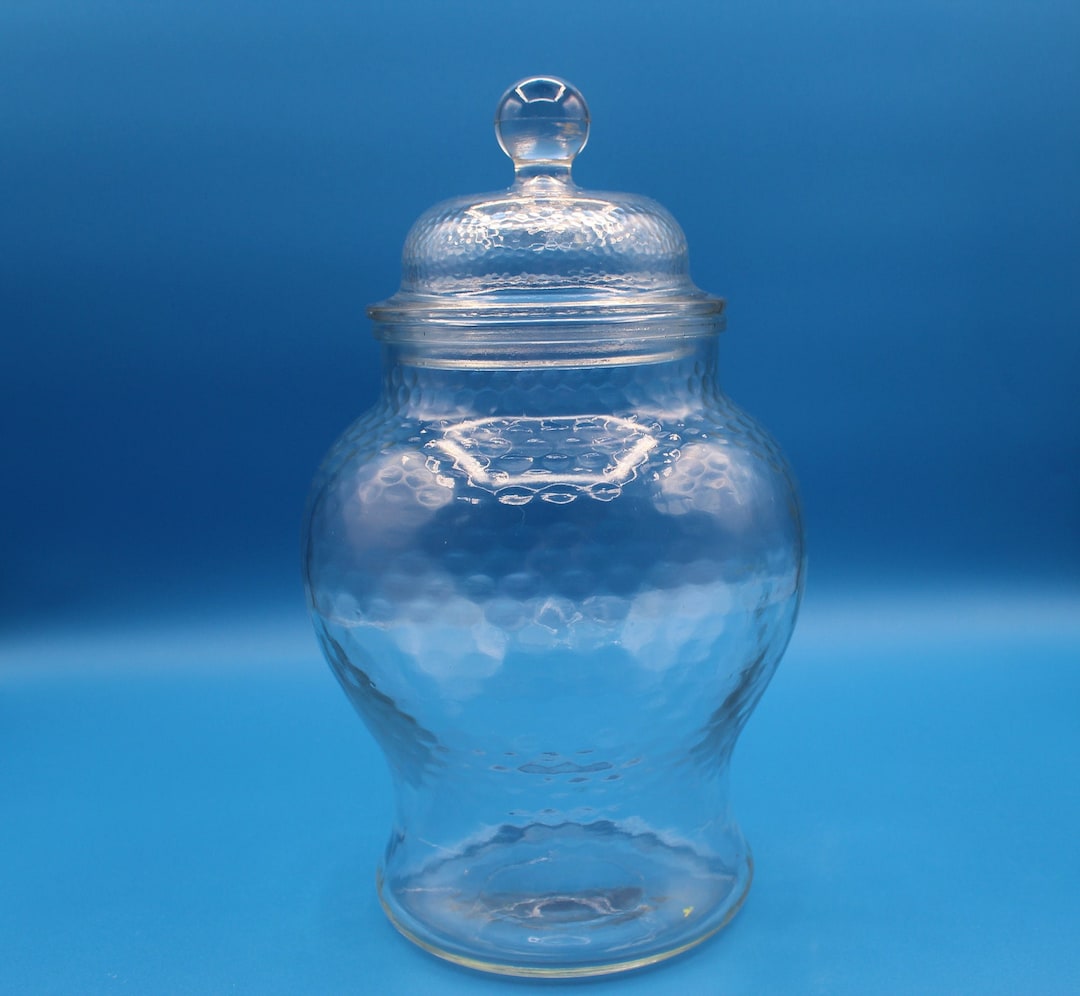 Vintage Pebble Textured Clear Glass Ginger or Apothecary Jar With Lid ...