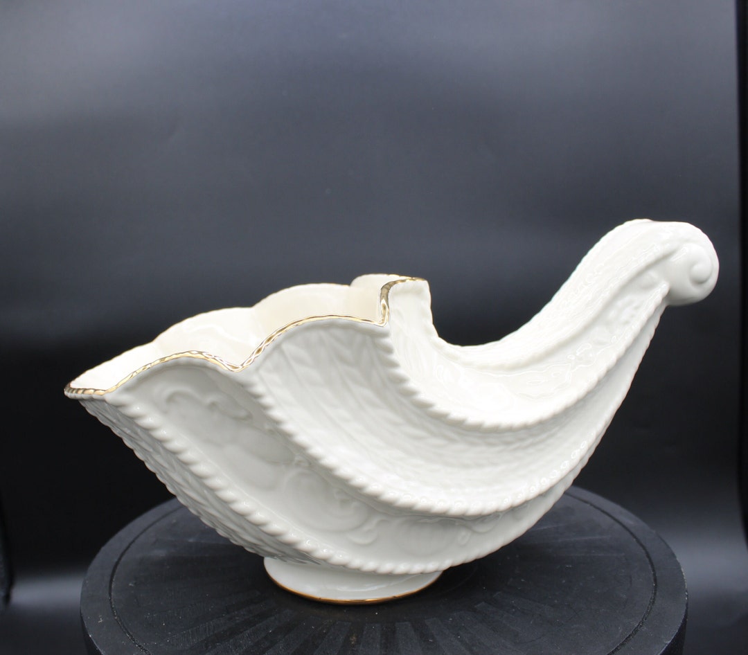Vintage Lenox China Fruits of Life 10" Cornucopia Ivory With Gold Trim ...