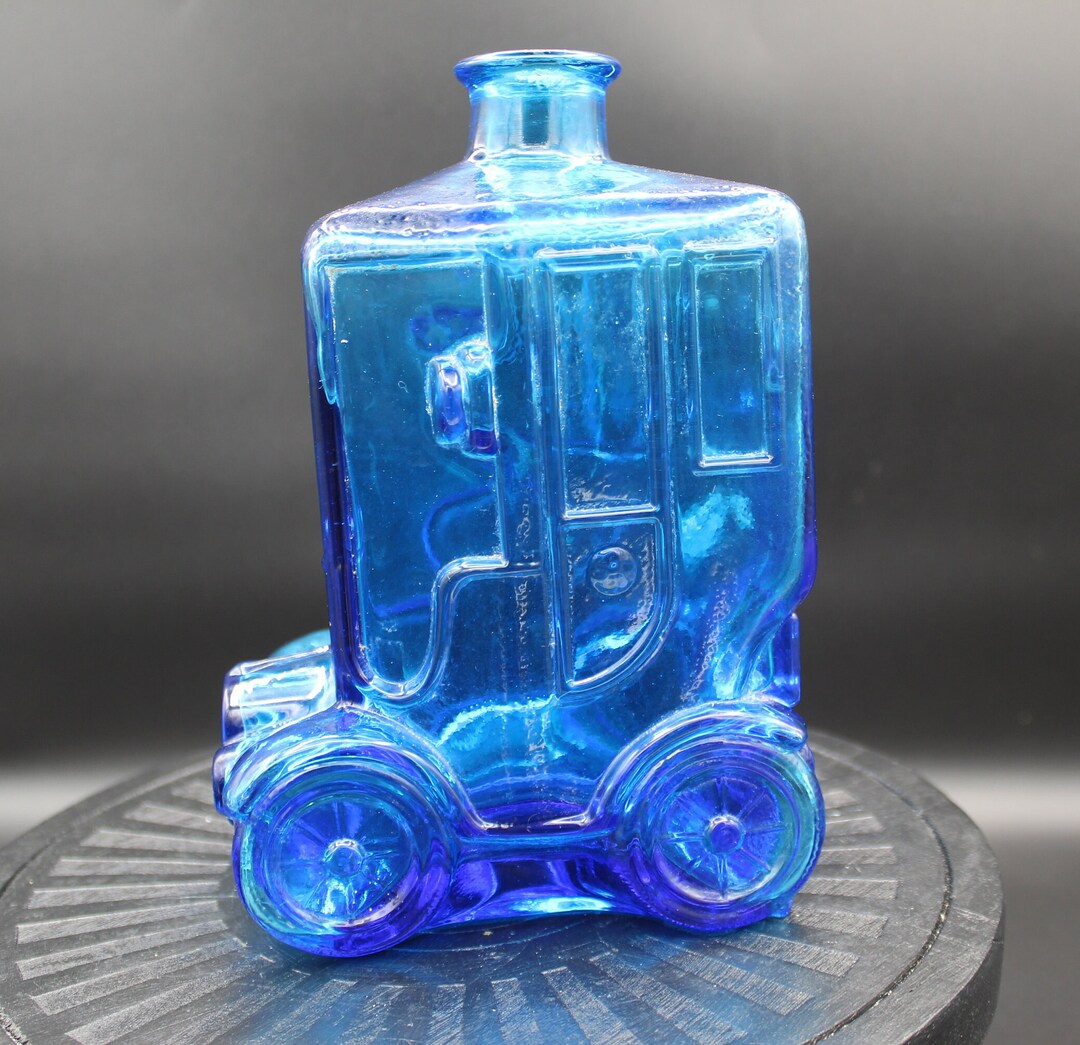 Vintage Blue Glass Depose Bessi Made in Italy Comical Car Decanter ...