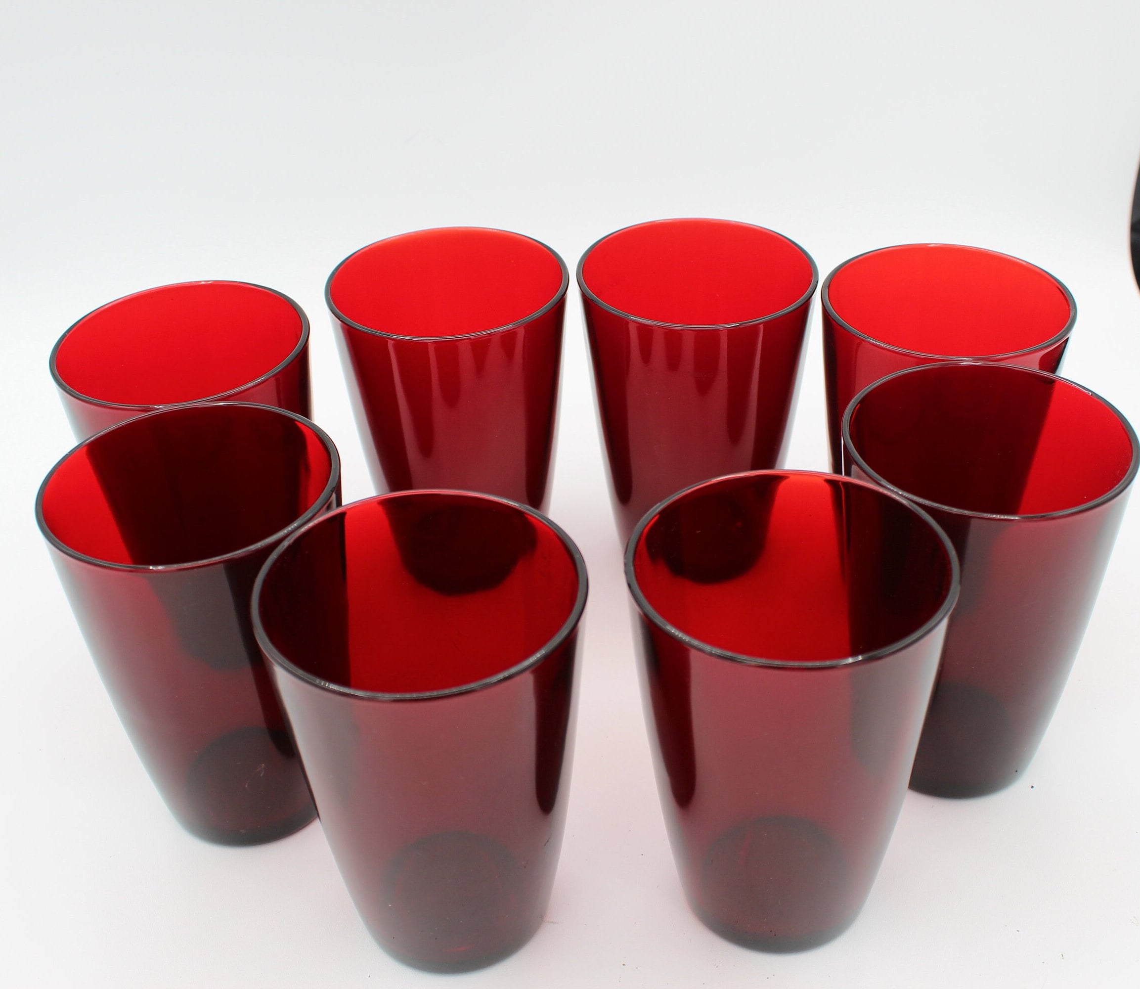 Vintage Dark Red Glass 8 Ounce Tumblers Set of 8 - Etsy