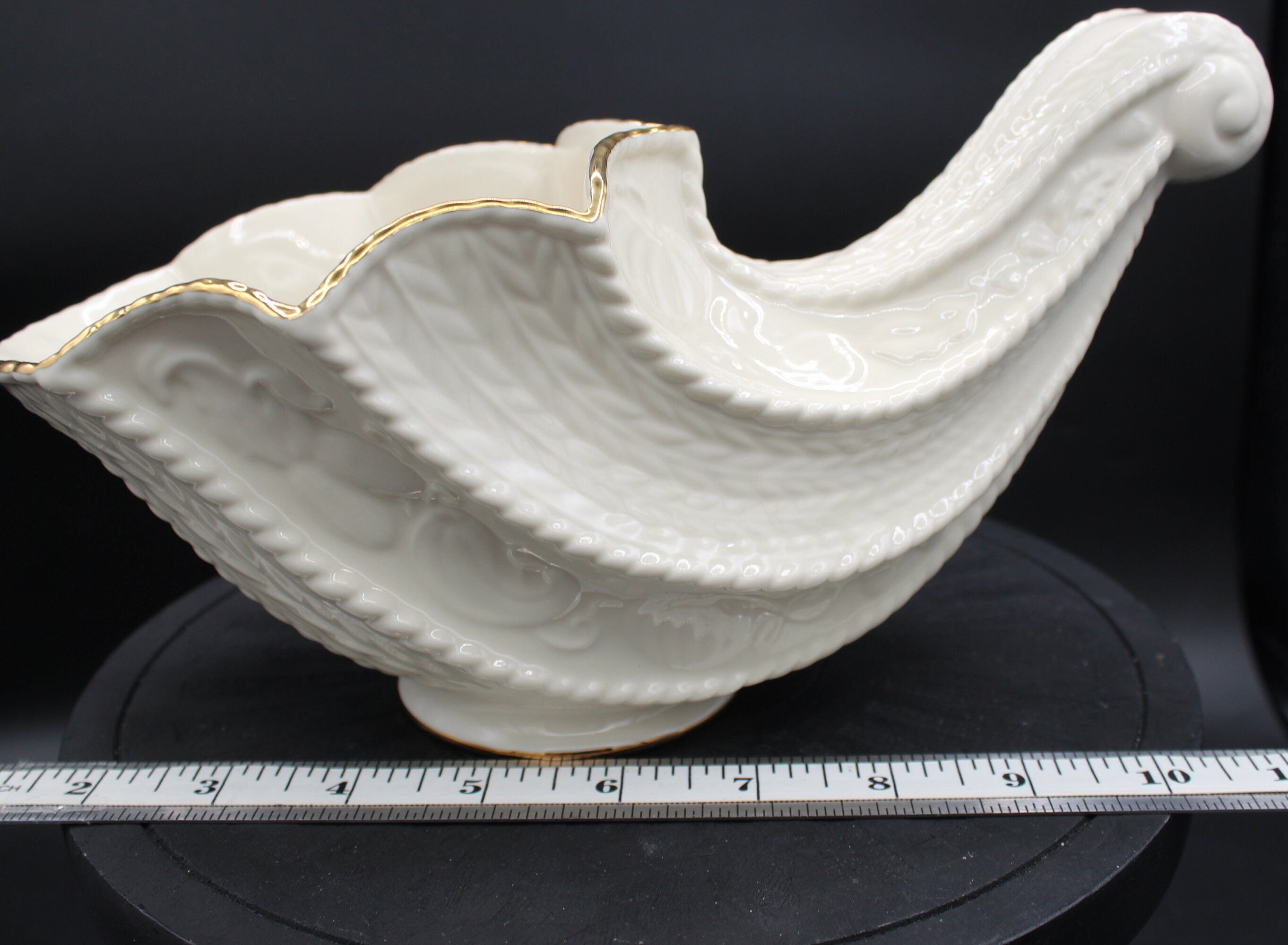 Vintage Lenox China Fruits of Life 10" Cornucopia Ivory With Gold Trim ...