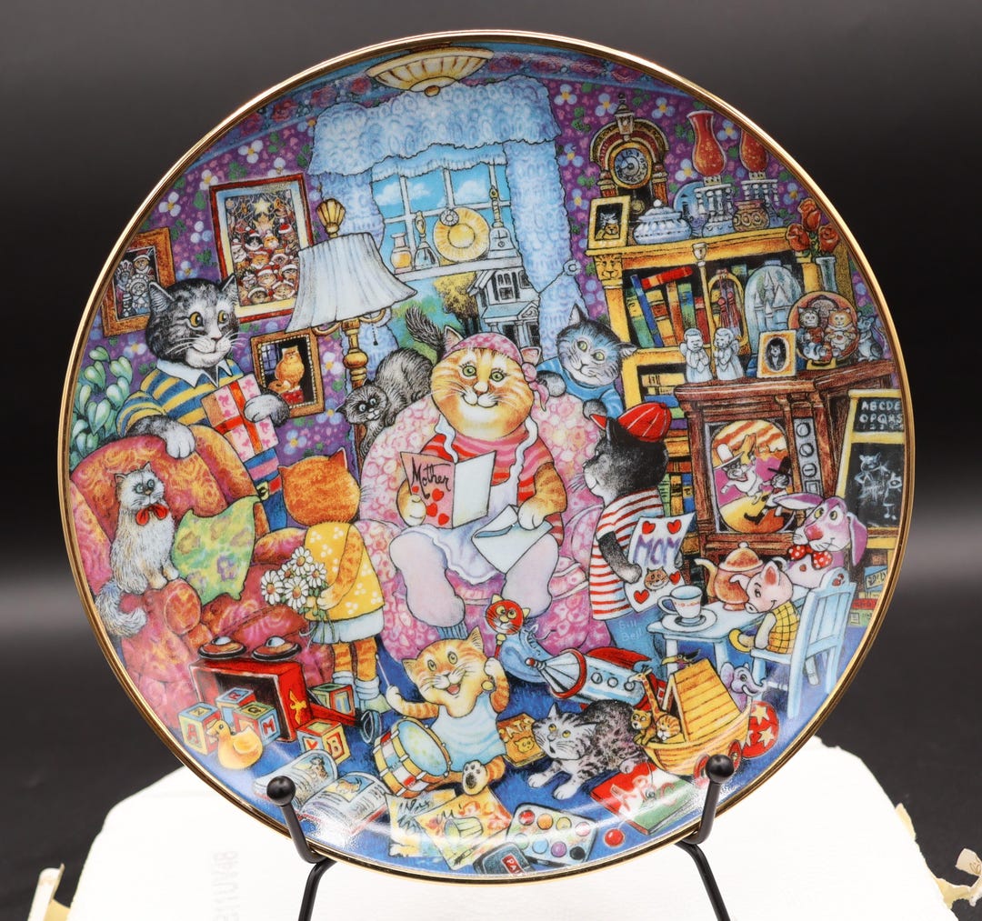 Vintage Porcelain "purrfect Mom" Collector Plate by Bill Bell Numbered ...