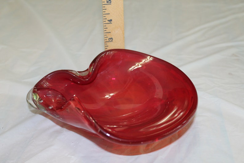 Vintage Freeform Ruby Red Art Glass - Etsy