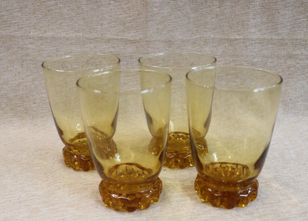Vintage Libbey Sonnet Amber Gold 10 Ounce Glasses Set of 4 Tumbler ...