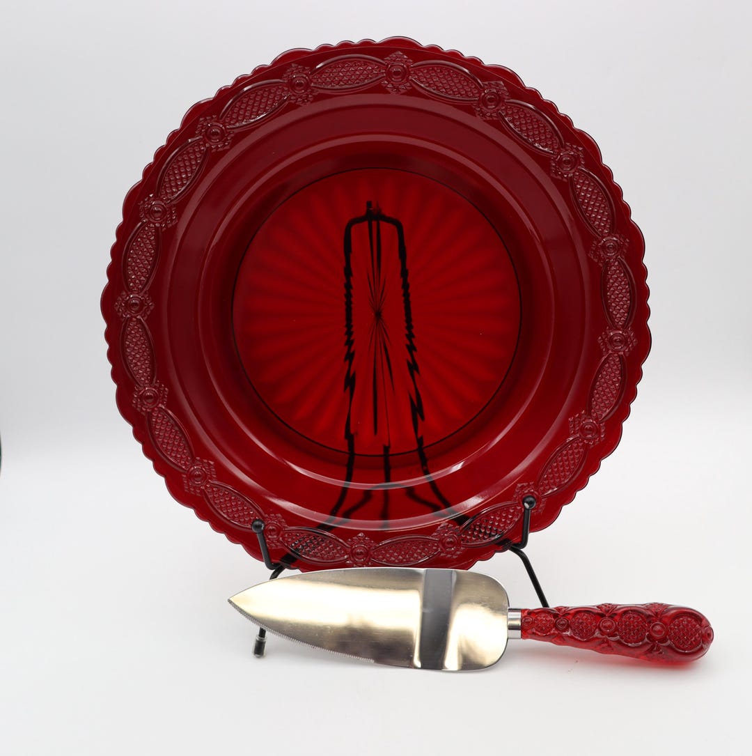 Vintage Avon Cape Cod 1876 Collection Ruby Red Pie Plate and Dessert ...
