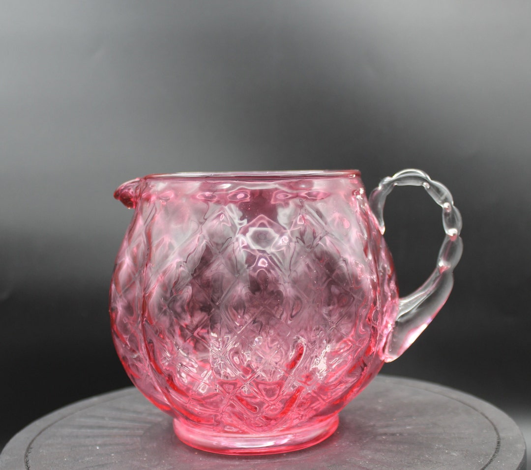 Vintage Fenton Ruby Overlay (cranberry) Glass Diamond Optic Squat ...