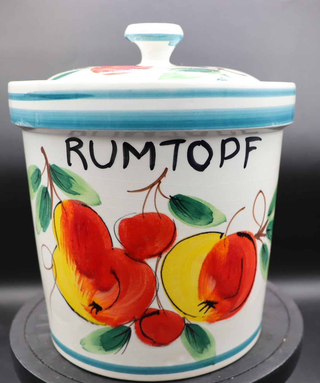 Vintage Rumtopf Crock/ Fermenting Jar, Hand Painted Fruit Design 4 ...