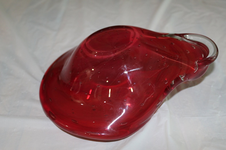 Vintage Freeform Ruby Red Art Glass - Etsy