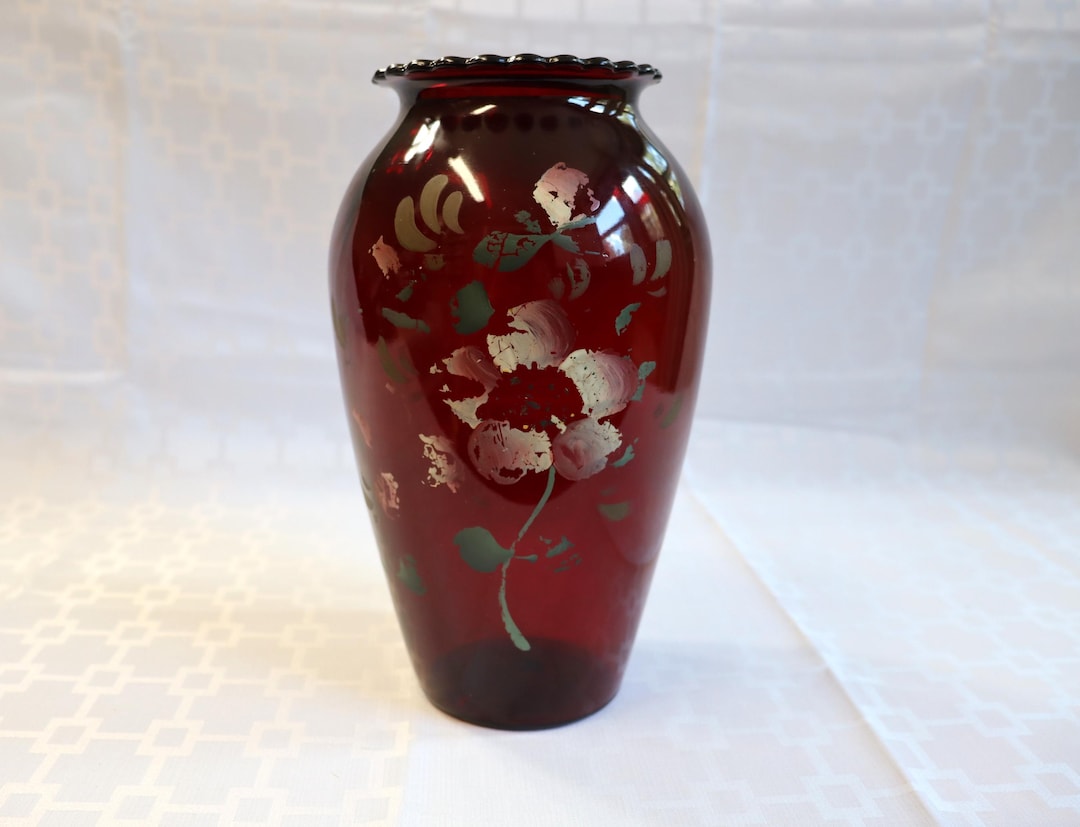 Vintage Repurposed Anchor Hocking Royal Ruby Hoover Vase - Etsy