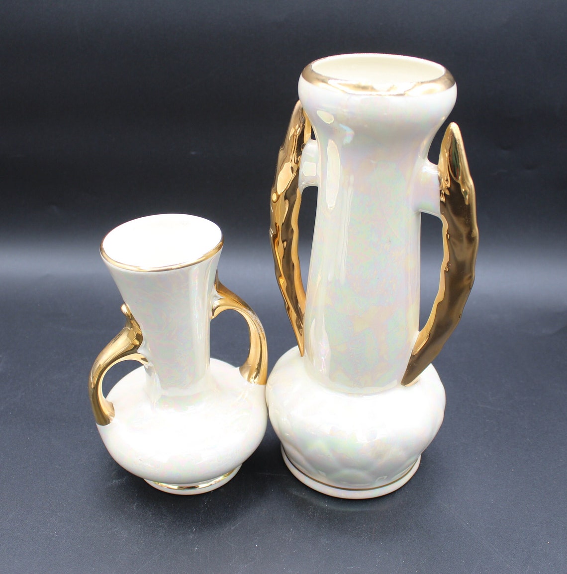 Vintage Pearl China Company Luster Opalescent Gold Trim Ceramic Vase ...