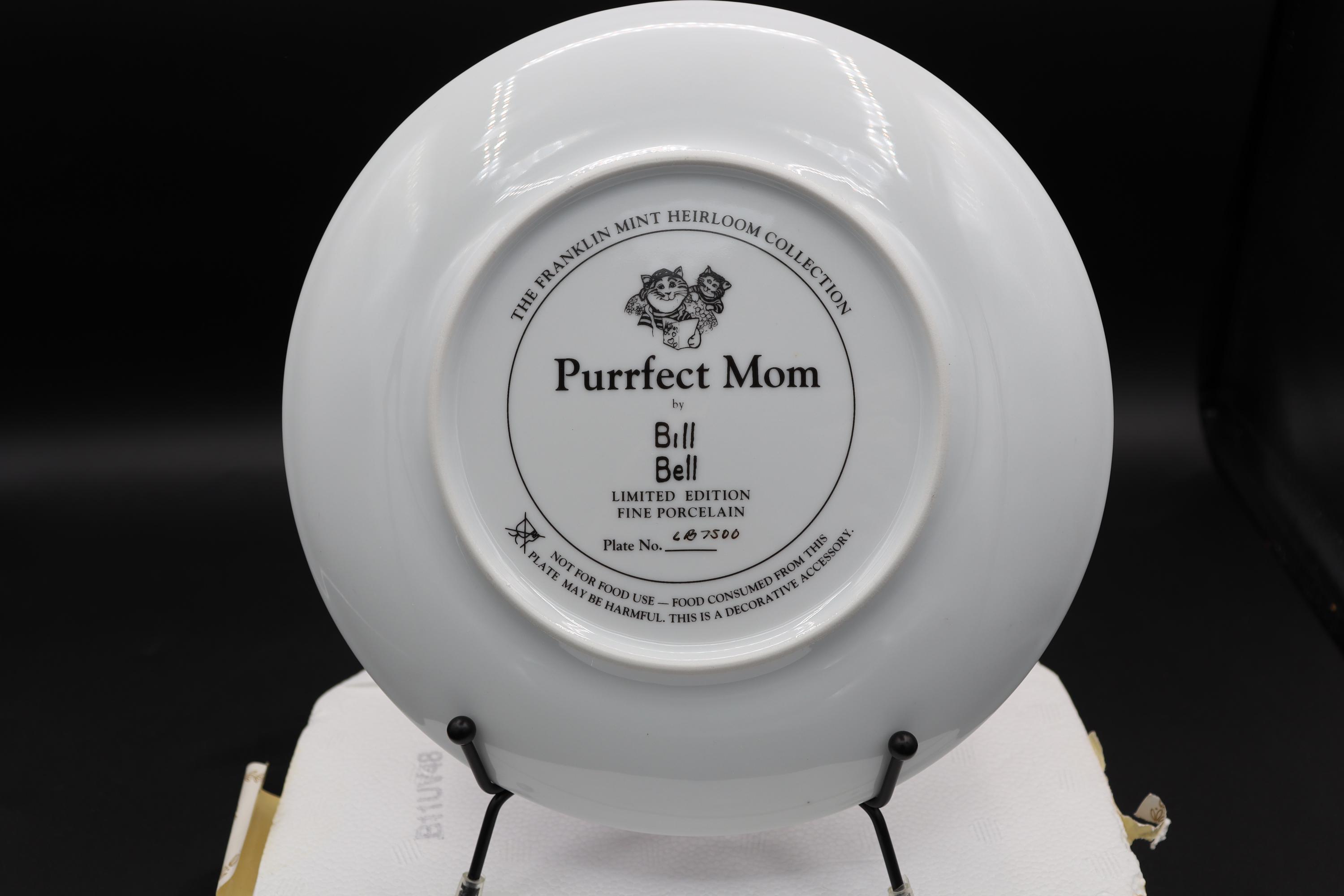 Vintage Porcelain "purrfect Mom" Collector Plate by Bill Bell Numbered ...