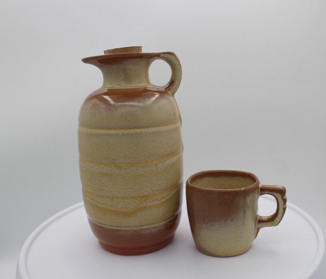 Vintage Frankoma Plainsman Desert Gold Honey Pot #831 and Demitasse Cup ...