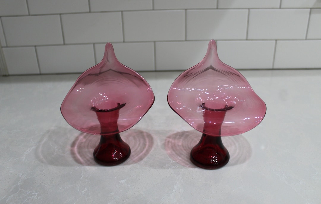 Pair of Vintage Pilgrim Cranberry Glass Jack in the Pulpit Candle ...