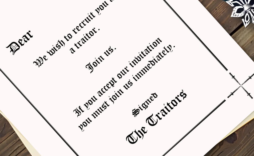 The Traitors Invitation Letter With Red Wax Seal (digital Download ...