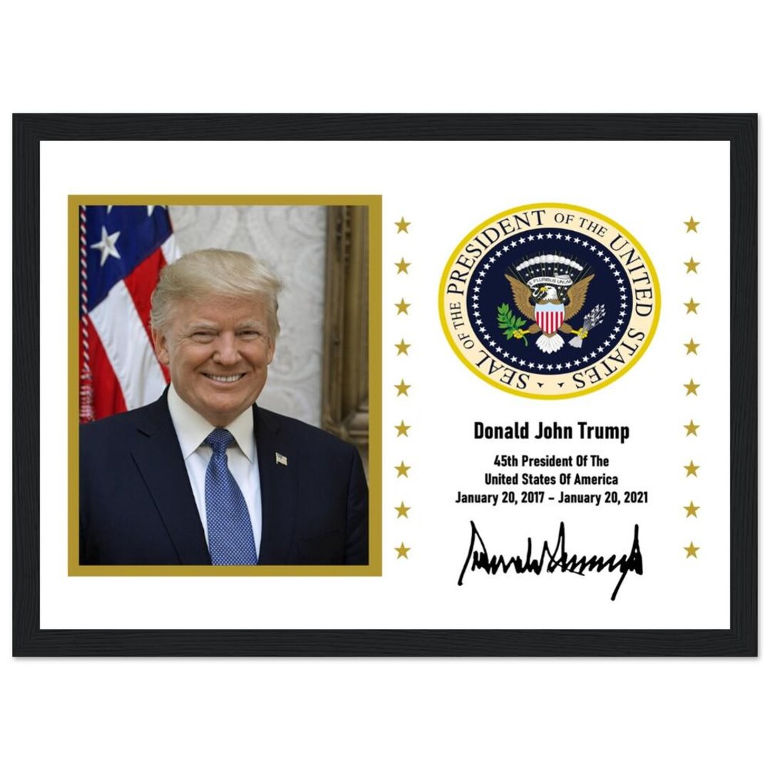 Donald Trump President Plaque, Official Seal, Signature, Premium Matte ...